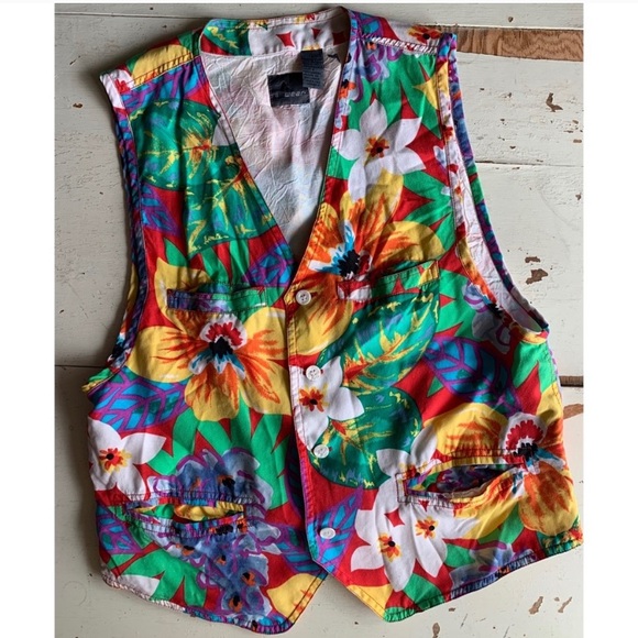 Liz Claiborne | Jackets & Coats | Vintage 9s Lizwear Tropical Rainbow ...